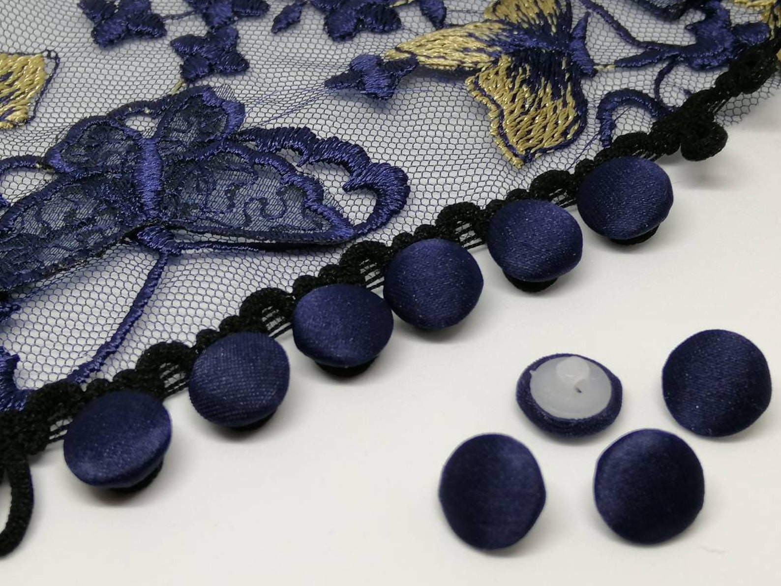 Navy Blue Wedding Buttons Navy Blue Satin Buttons Fabric - Etsy