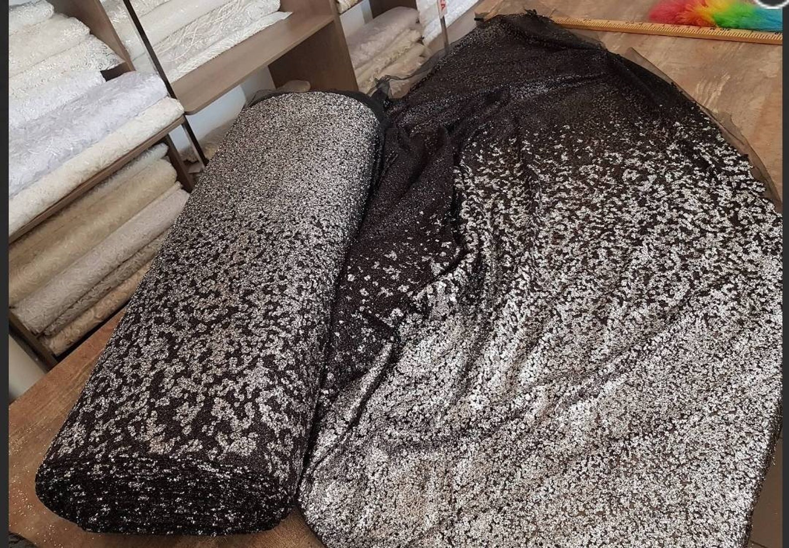 Ombre Glitter Mesh Fabric 7 Colors Glued Glitter Sparkle Net - Etsy