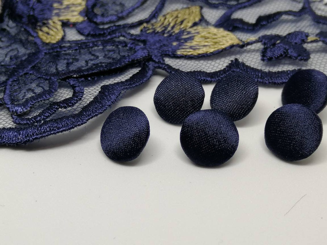 Navy Blue Wedding Buttons Navy Blue Satin Buttons Fabric - Etsy