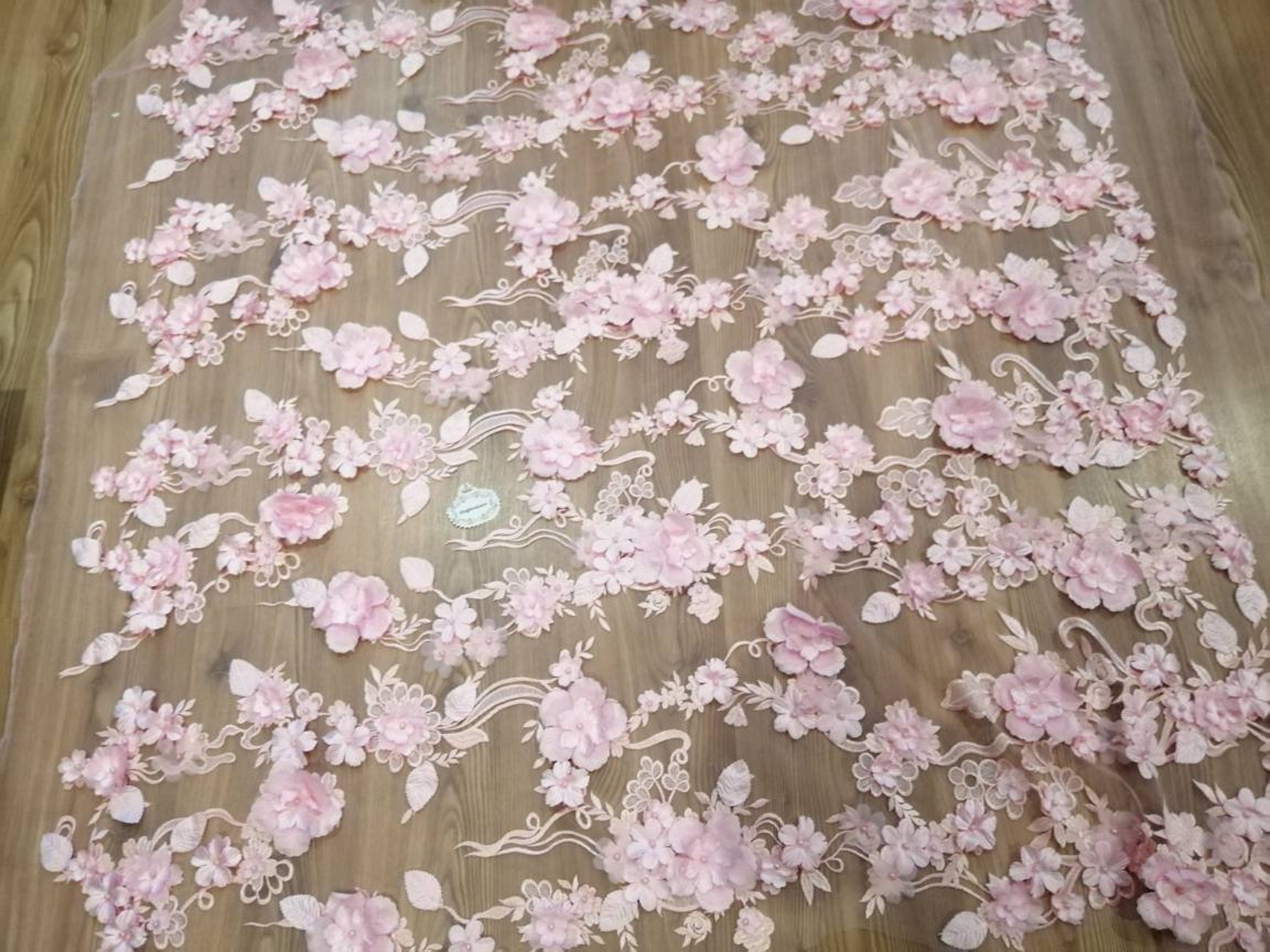 Pink Lace 3D Lace 3d pink Fabric bridal lace floral Pink 3D | Etsy