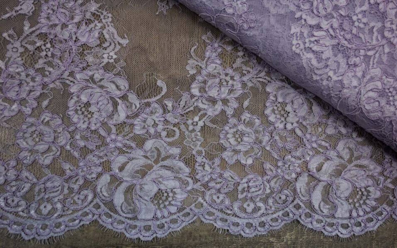 Lilac French Fabric Lace With Cord Lilac Bridal Lace 1 Yard - Etsy