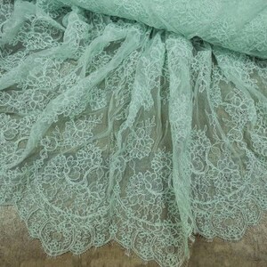Pale Mint French Lace With Corded Mint Fabric Lace for Bridal Dress ...