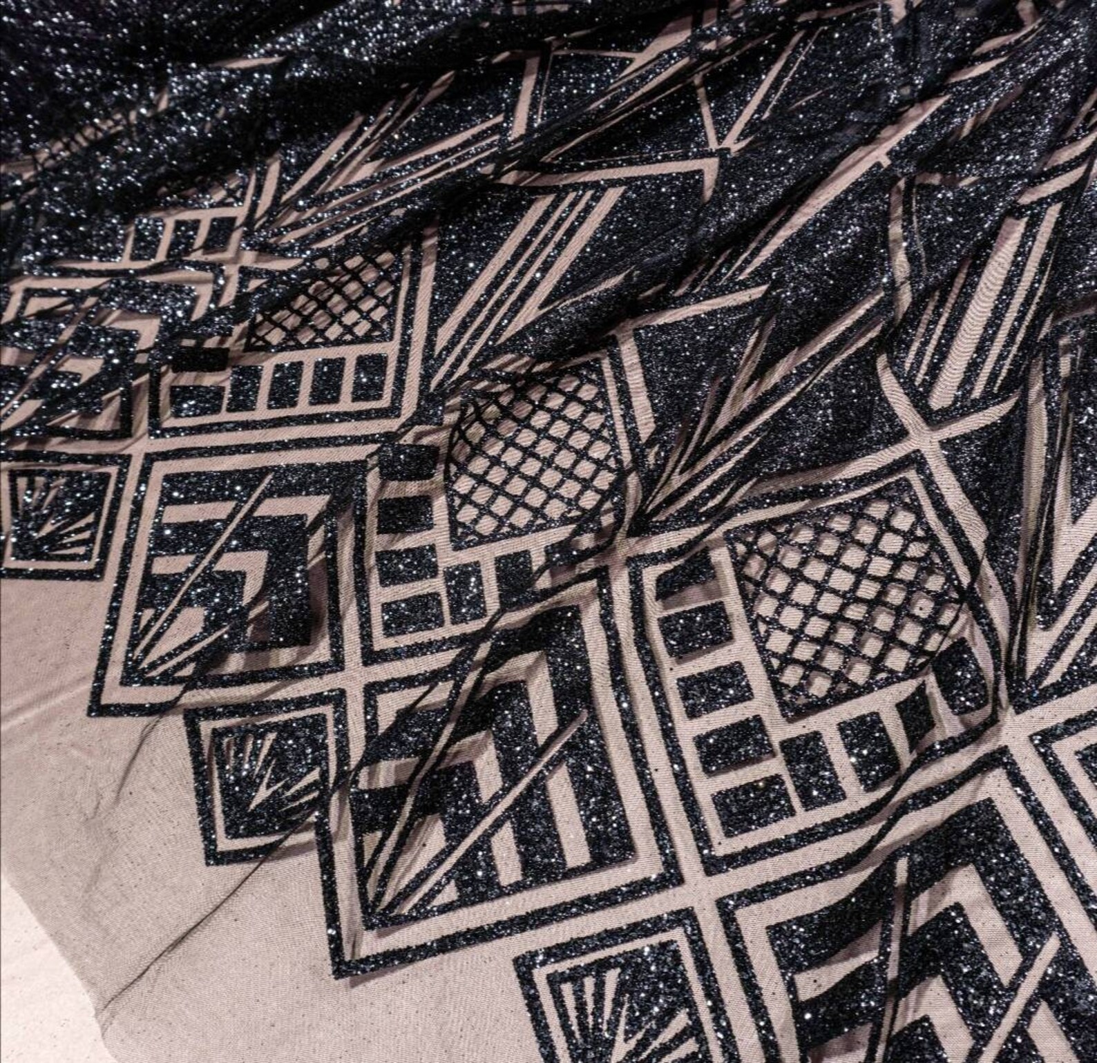 Glitter Fabric Lace Bridal Lace Fabrics Geometric Sparkle Lace Fabric ...