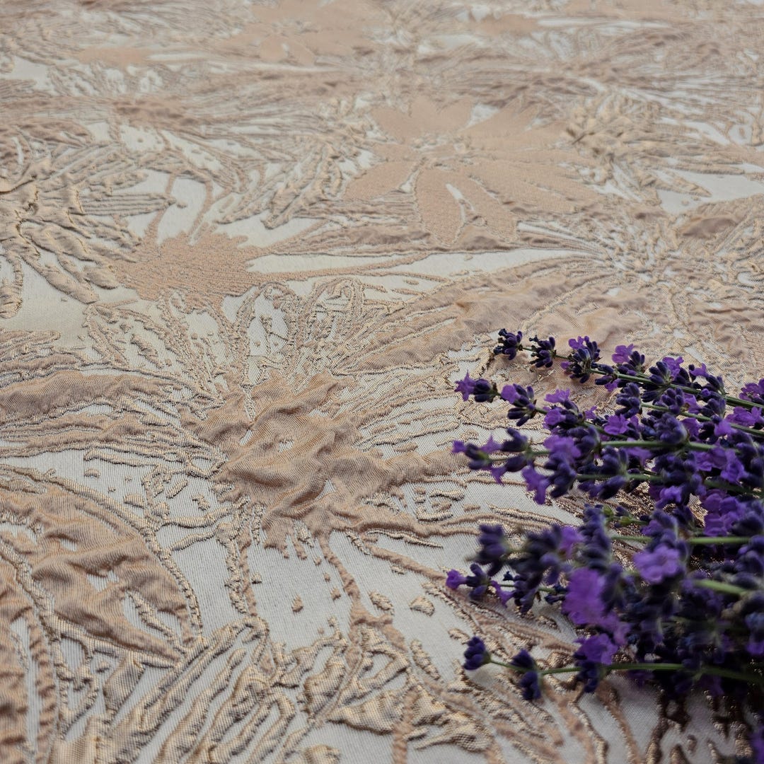 3d Peach With Gold Fabric Jacquard Brocade Width 114 Jacquard by the ...
