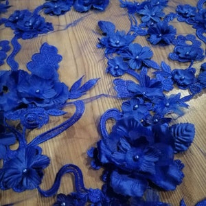 Royal Blue 3D Lace, Bridal Floral Lace, 3D Wedding Lace, 3D Embroidery ...