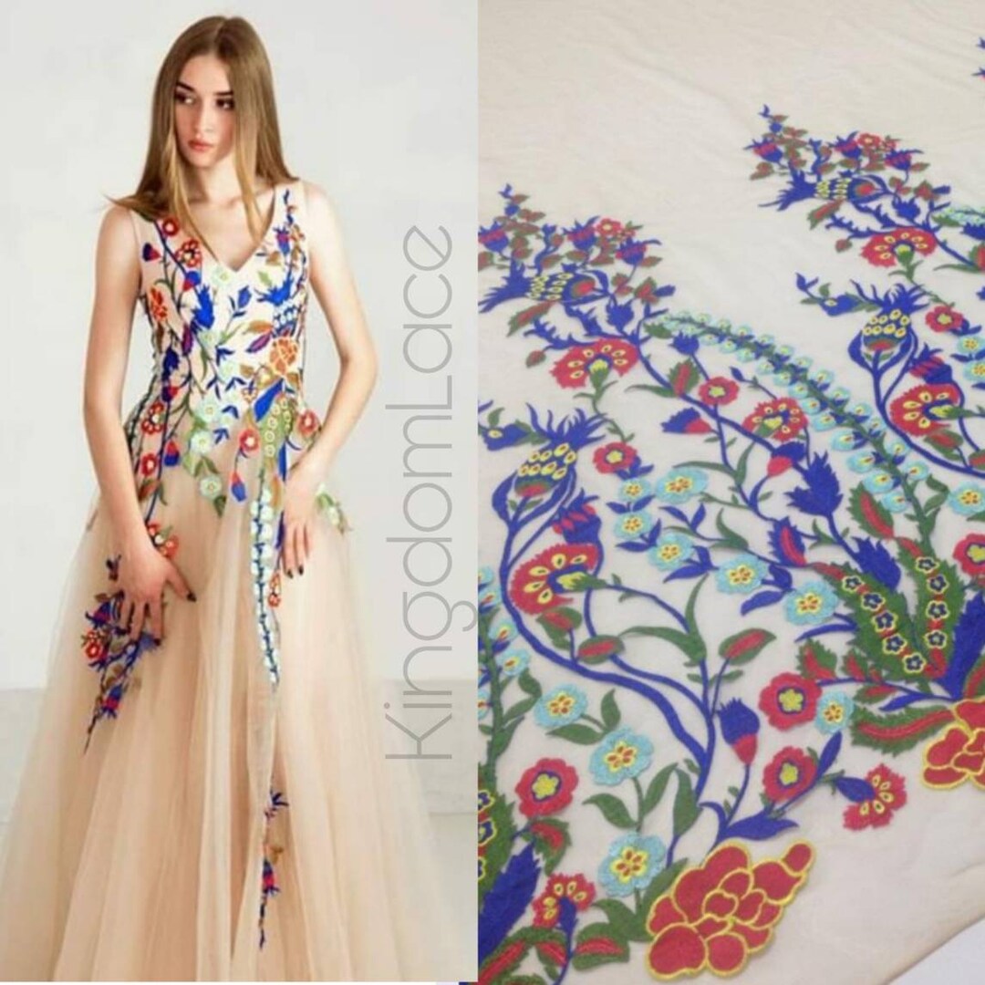 Embroidery Flowers on the Tulle Embroidery Fabric Lace Black ...