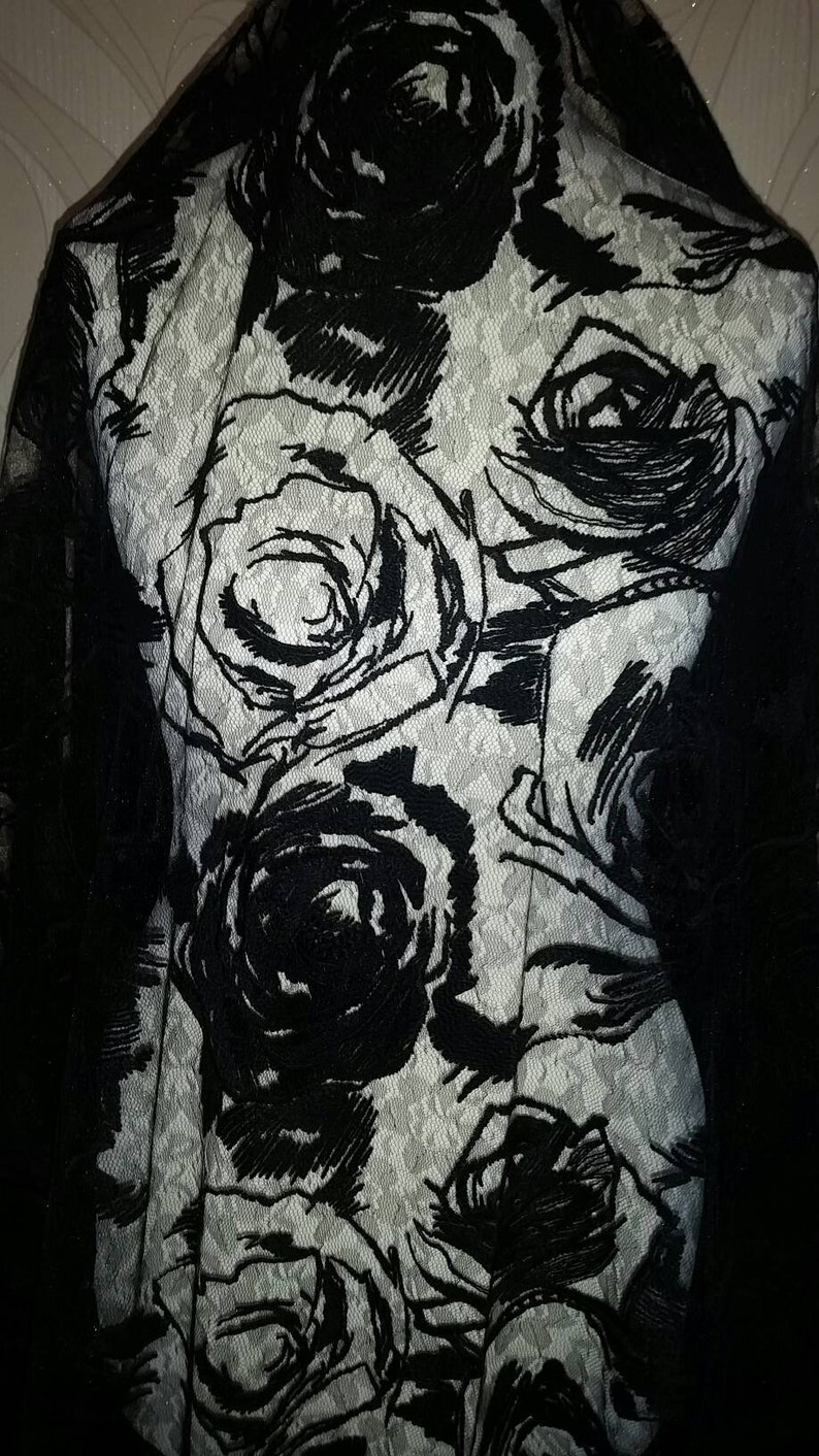 Black Embroidery Rose Lace Rose Lace Fabric Black Wedding Lace - Etsy