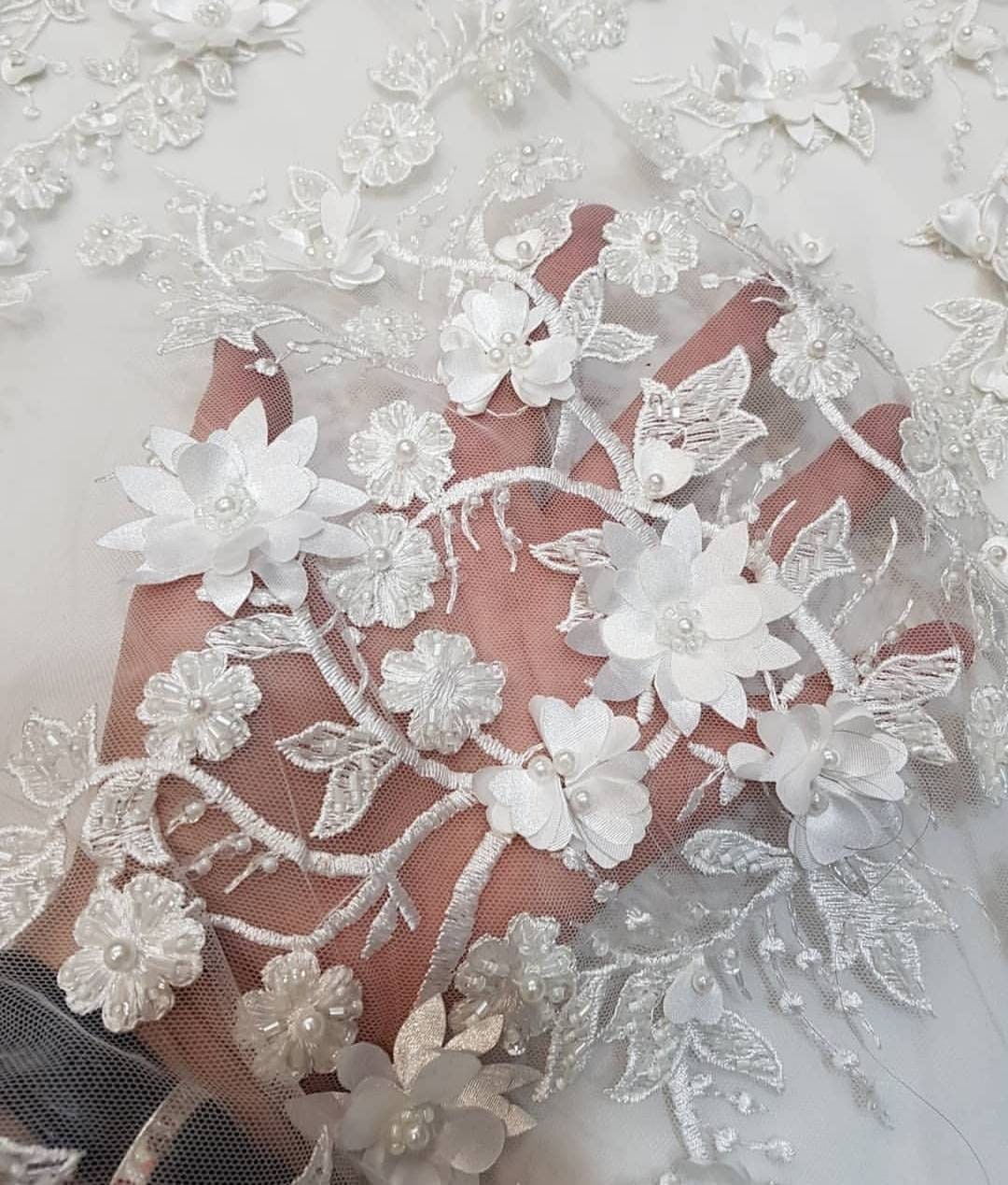 Off White Wedding Fabric Lace off White Bridal Lace Tulle Embroidered ...