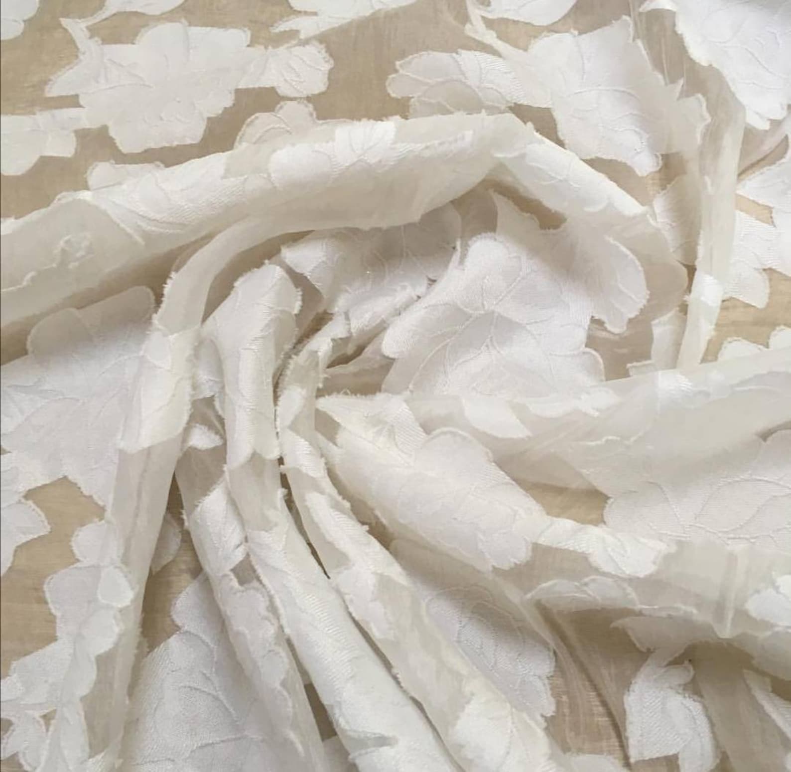 White Organza Jacquard fabric / Bridal Floral Luxury Organza | Etsy