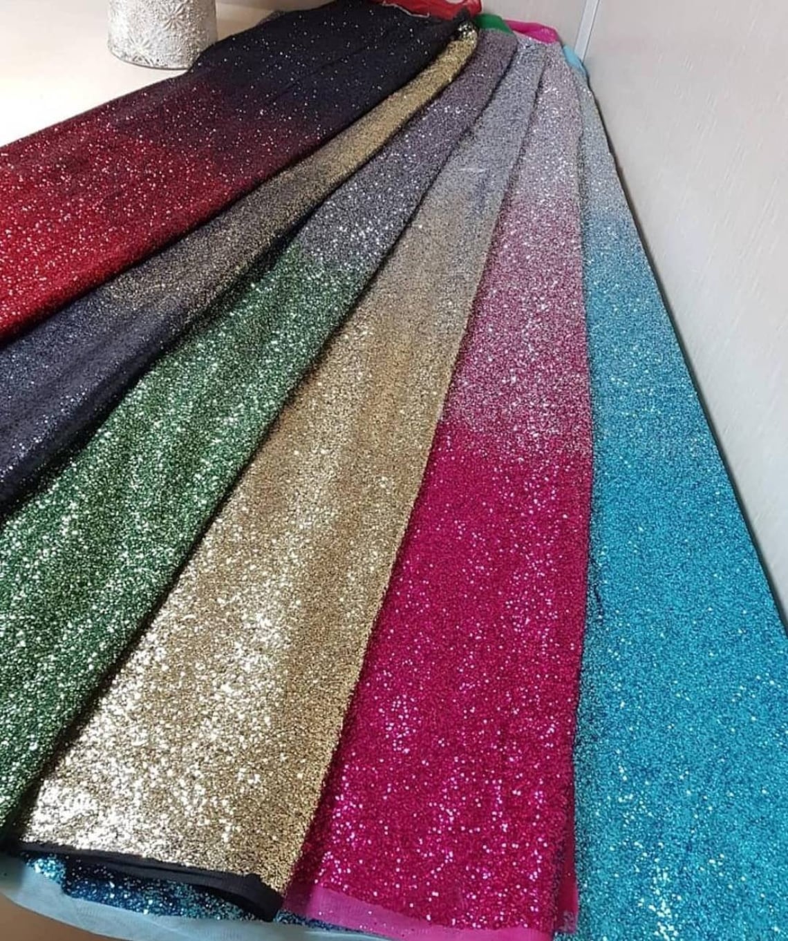 Ombre Glitter Mesh Fabric 7 colors glued glitter Sparkle net | Etsy