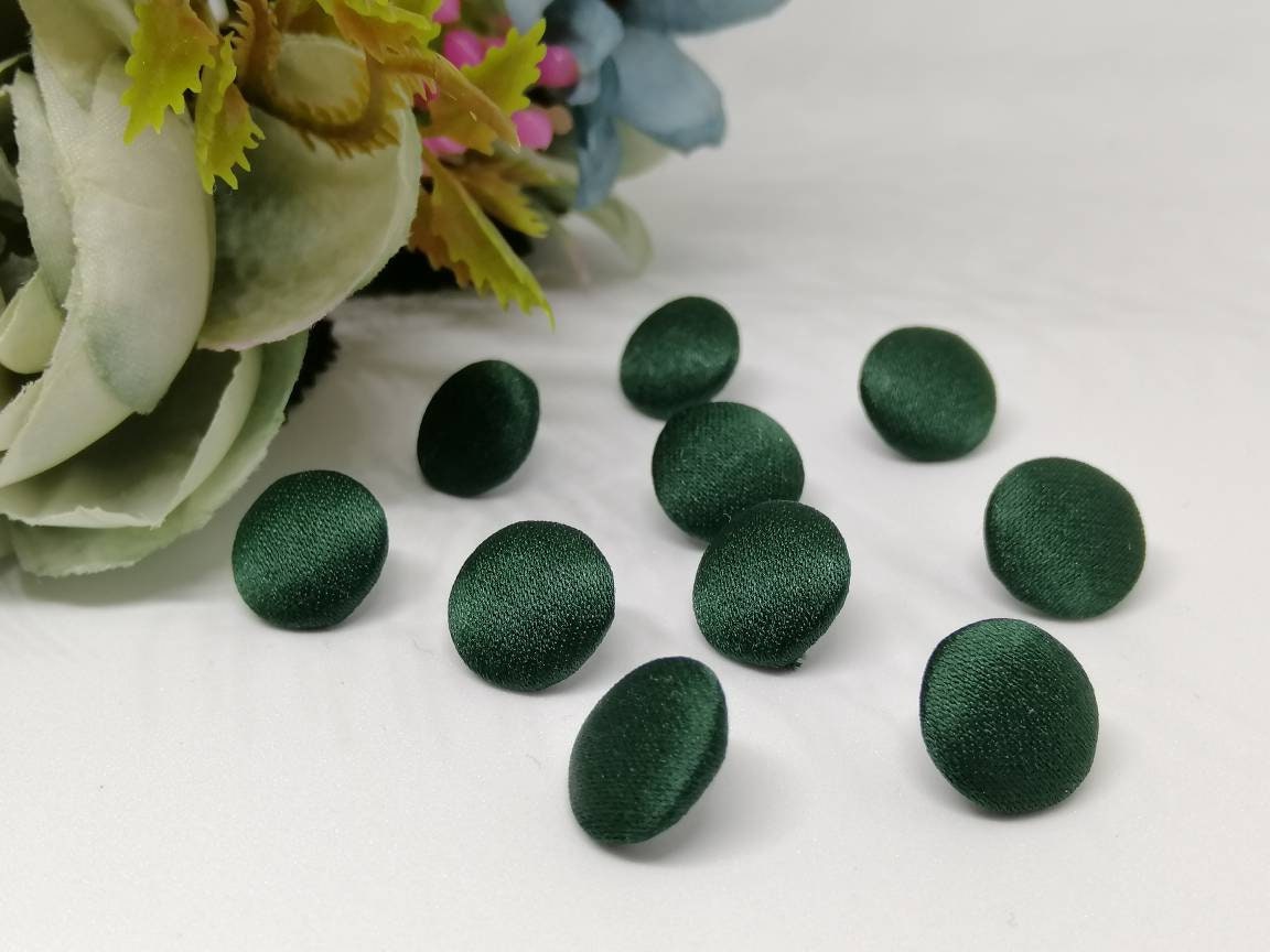 Dark Green satin buttons Green satin buttons dark Green | Etsy