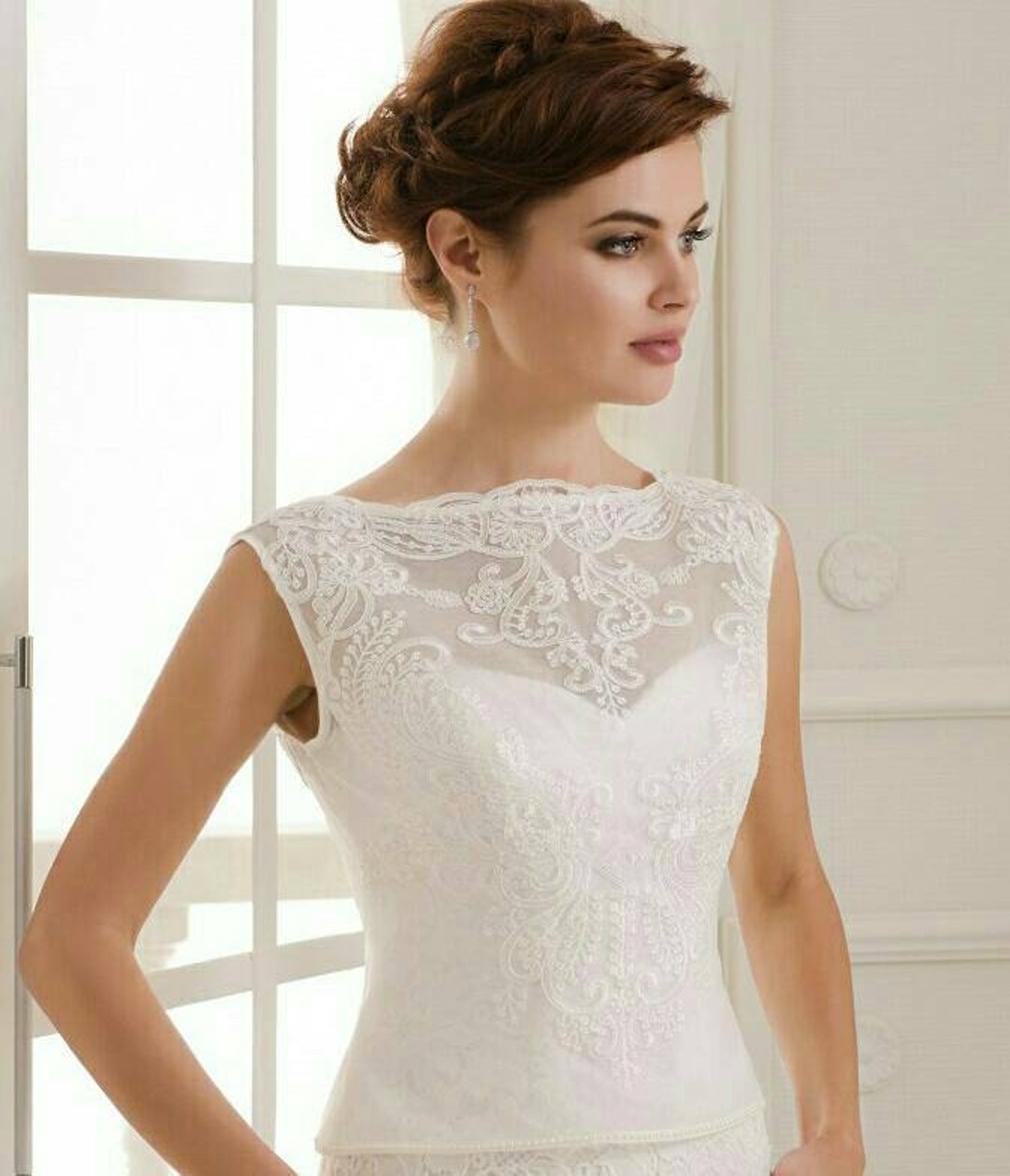 White Wedding Bolero, Ivory Lace Bolero, Bridal Jacket, Sleeveless ...