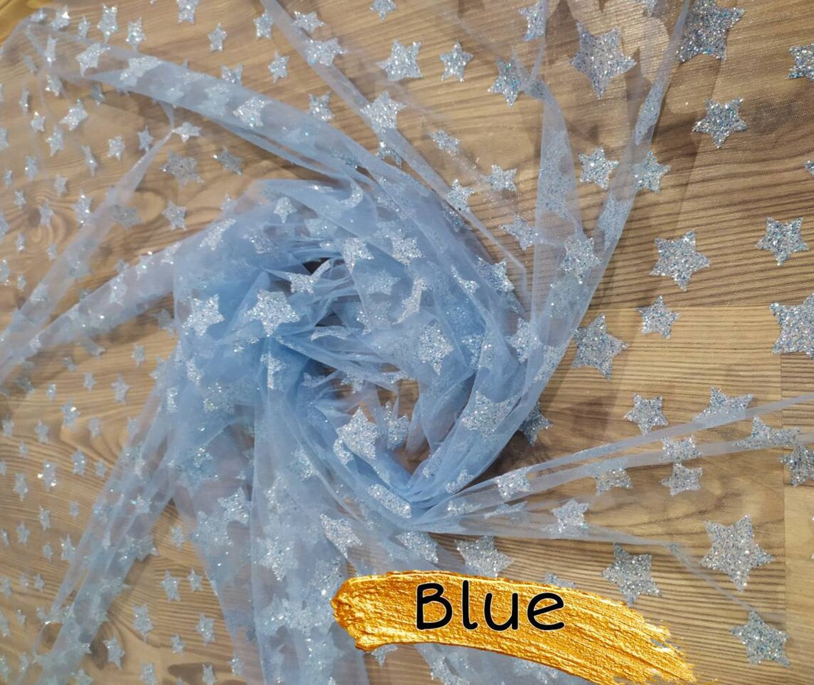 Stars Glitter Fabric Tulle by the Yard Lace Fabric 4 Colors - Etsy