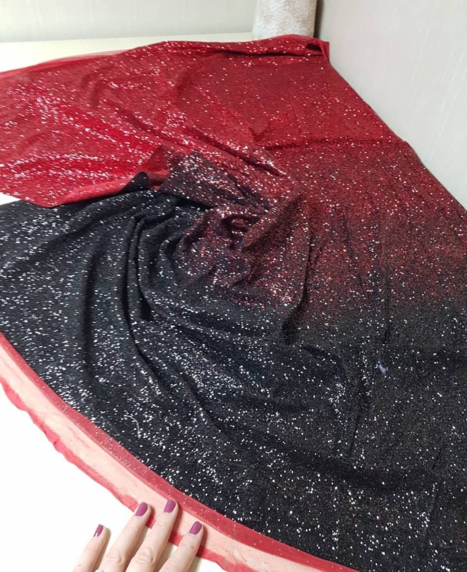 Ombre Glitter Mesh Fabric 7 Colors Glued Glitter Sparkle Net - Etsy