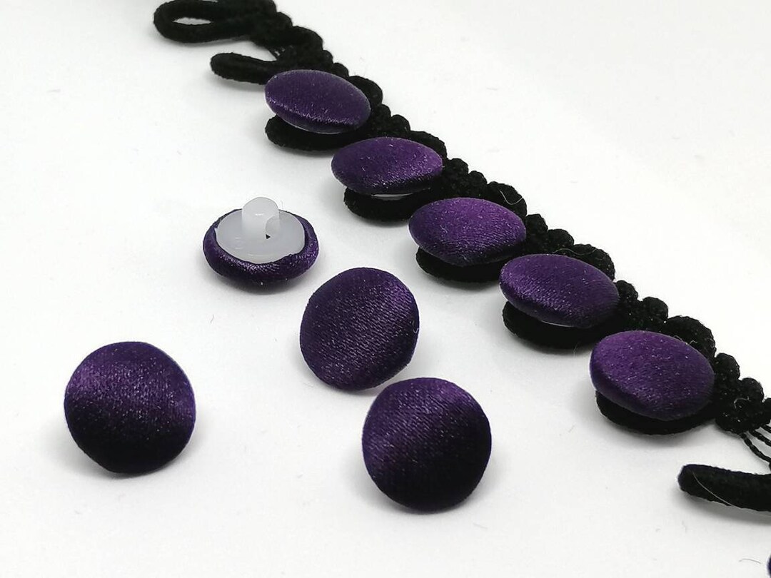 Wedding Purple Satin Buttons, Bridal Purple Buttons, Fabric Colored ...