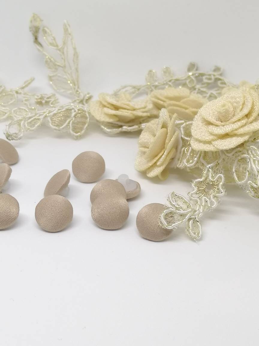Wedding Satin Buttons Beige Buttons Bridal Satin Buttons for - Etsy