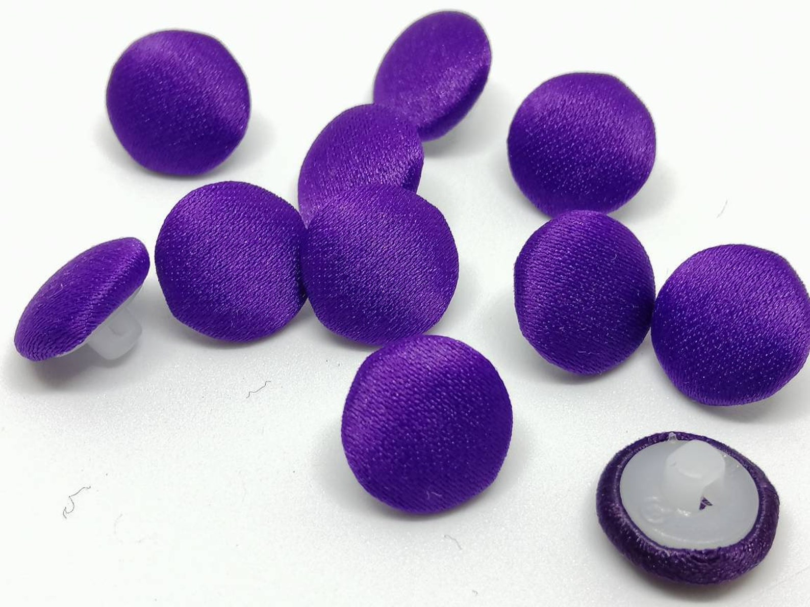 Purple satin fabric buttons Bridal Purple fabric covered | Etsy