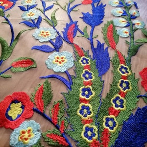 Embroidery Flowers on the Tulle Embroidery Fabric Lace Black ...