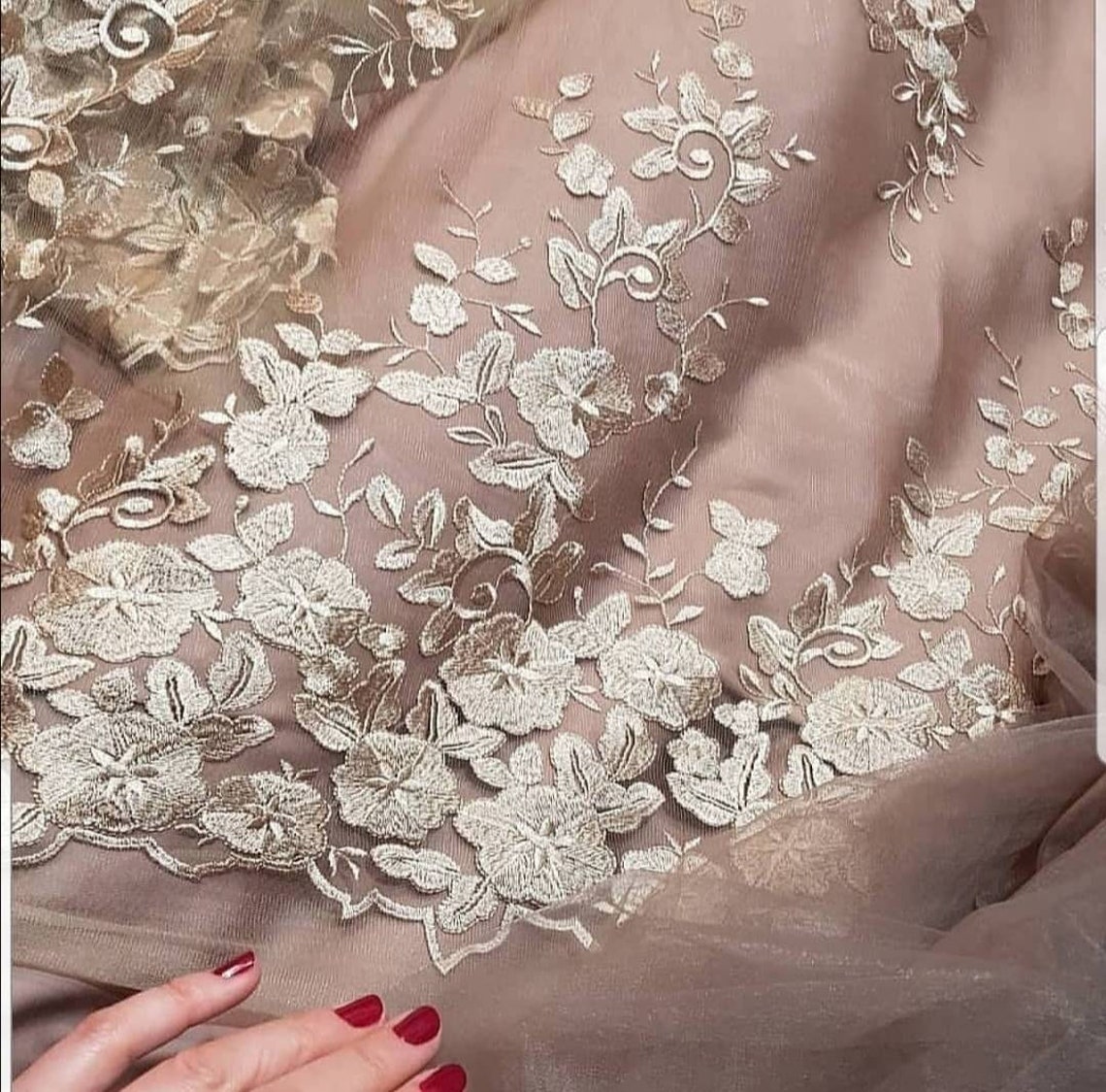 Flowers Embroidered on a Tulle Fabric Evening Fabric Lace - Etsy