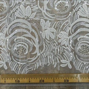 Ivory Embroidered Fabric by the Yard Ivory Wedding Fabric Lace ...
