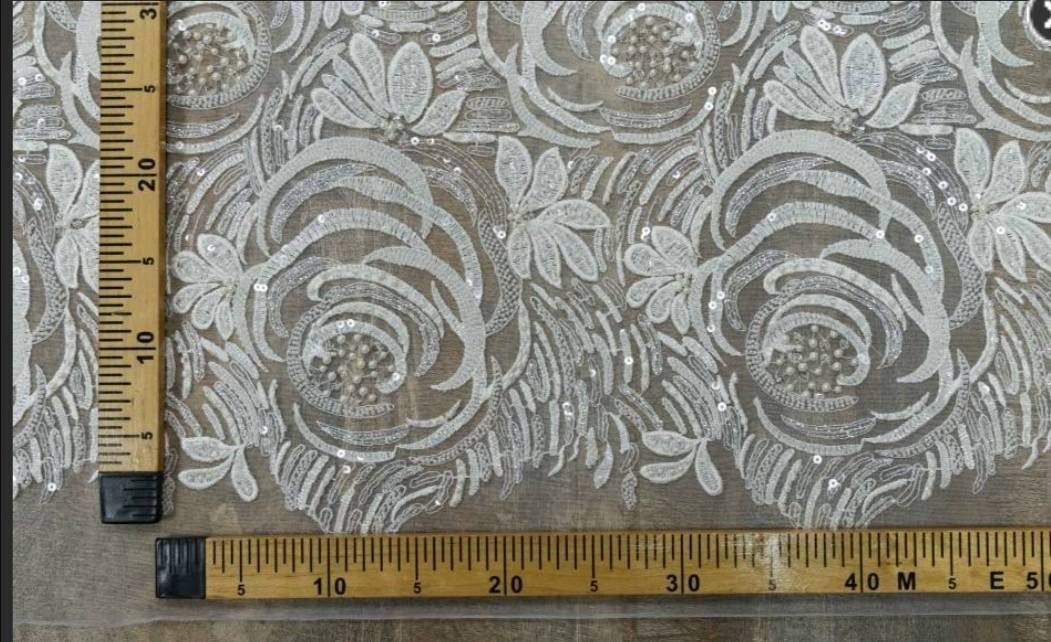 Ivory Embroidered Fabric by the Yard Ivory Wedding Fabric Lace ...