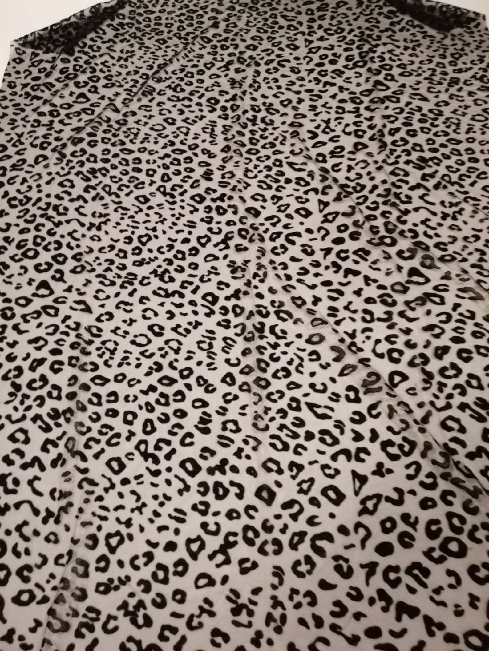 Black Velvet leopard mesh fabric Black tulle flock fabric | Etsy
