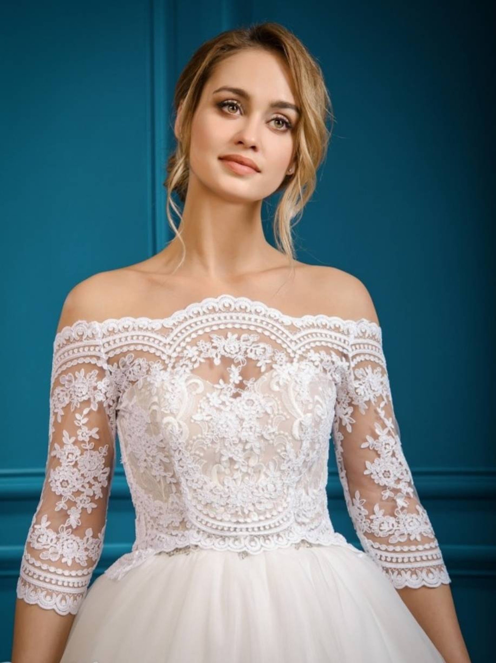 White Wedding Jacket White Bridal Bolero off Shoulder With 3/4 - Etsy