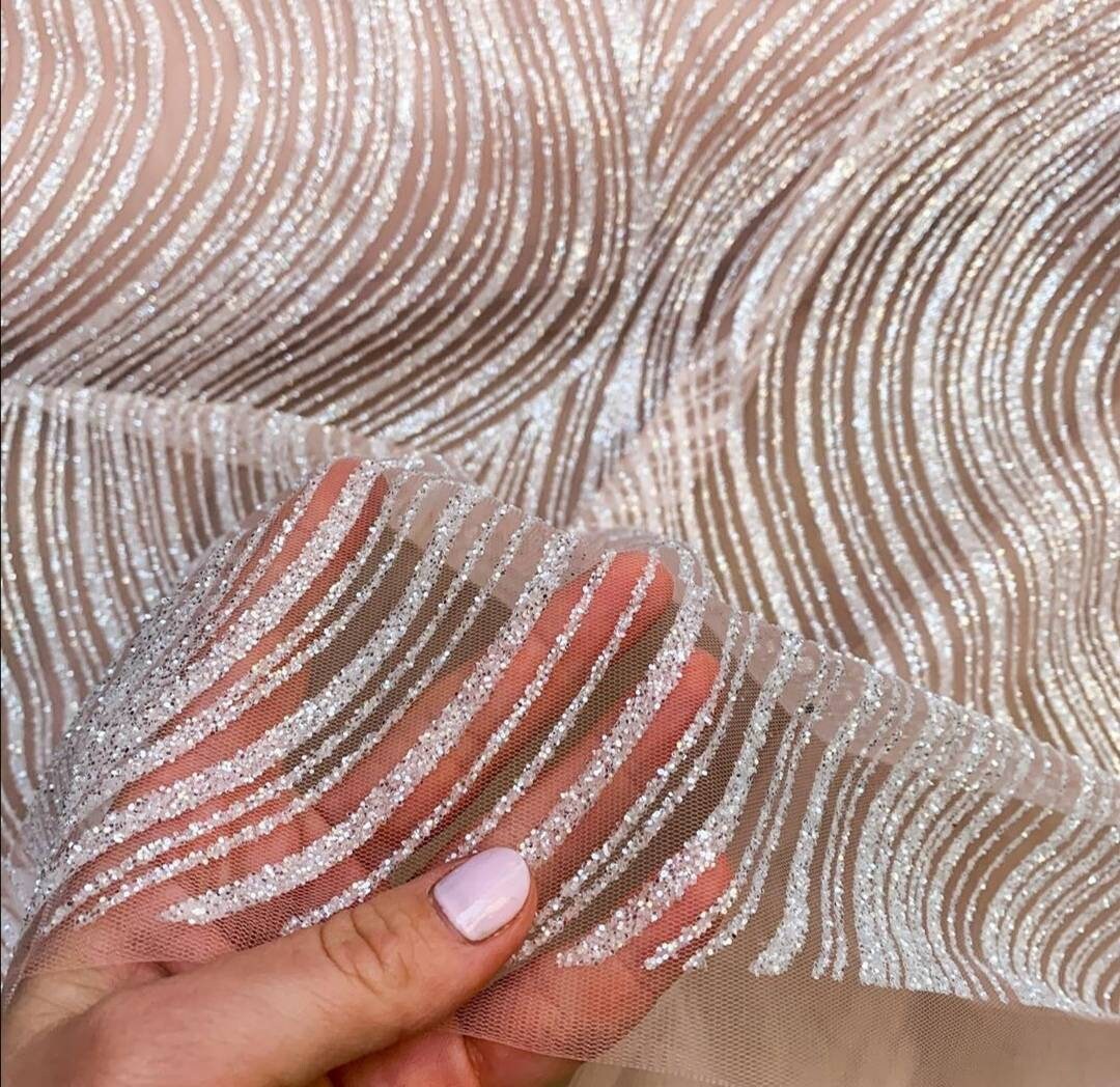 Sparkle Wave glitter fabric lace New design glitter tulle | Etsy