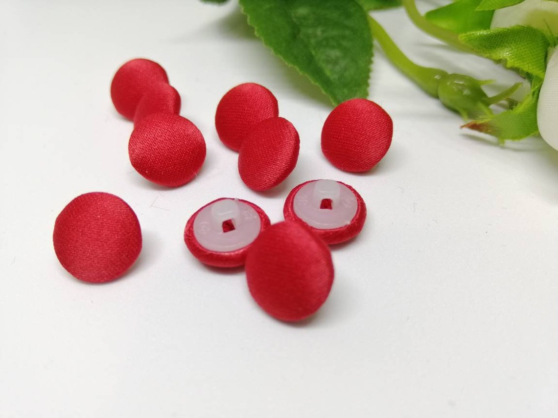 Red Buttons Red Satin Button Red Sewing Buttons Small Red - Etsy
