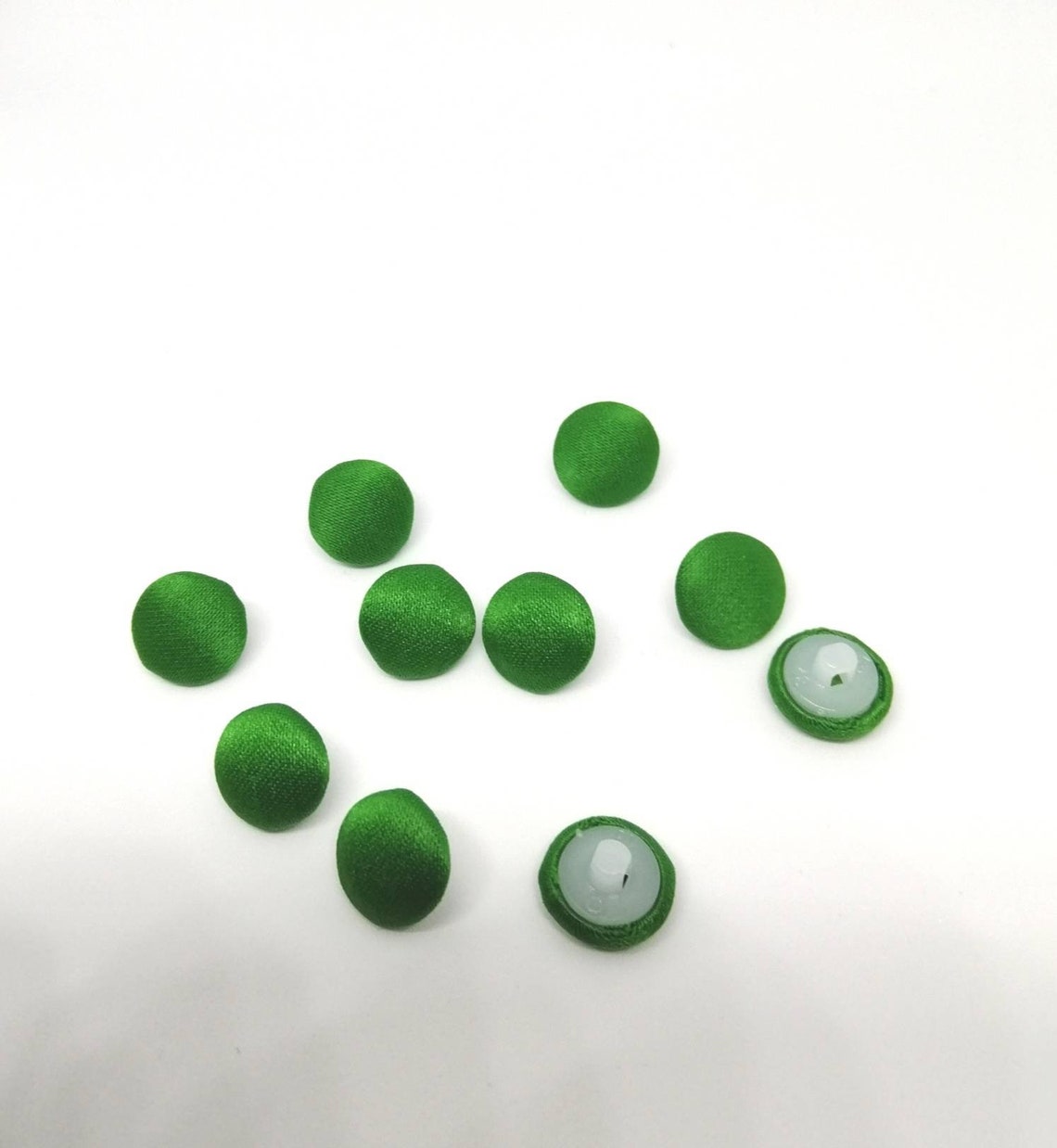 Small Green Satin Buttons, Green Buttons, Green Satin Buttons for Dress ...