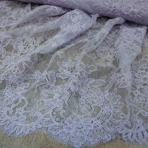 Lilac French Fabric Lace With Cord Lilac Bridal Lace 1 Yard - Etsy