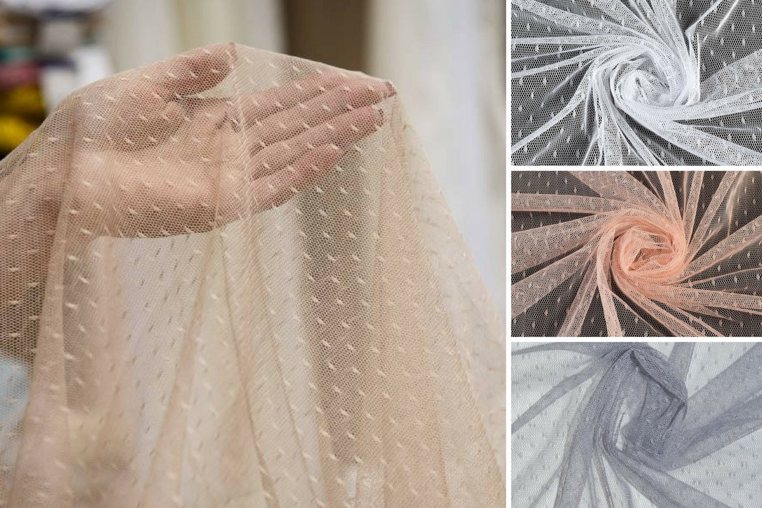 1 meters Mesh fabric soft points Point DEsprit wedding veil | Etsy