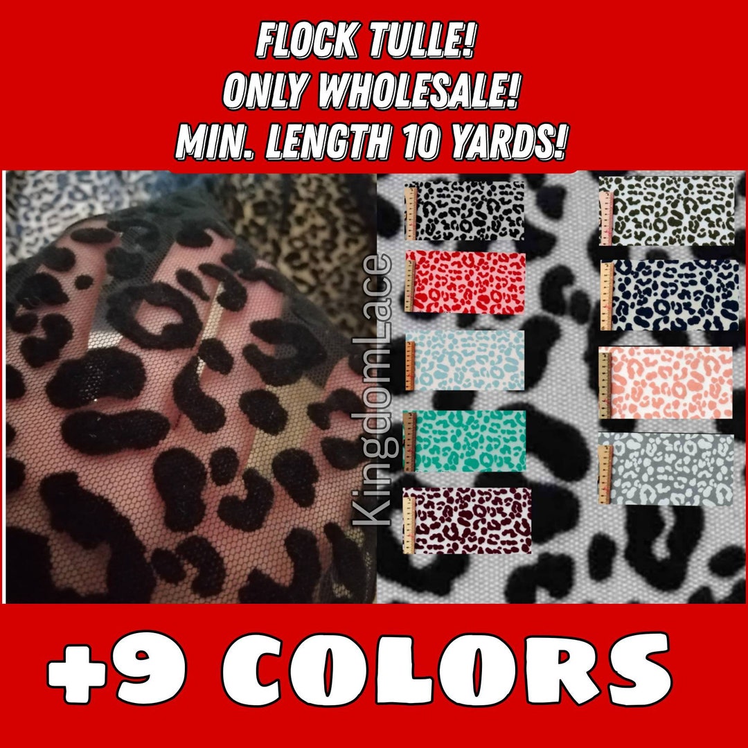 Flock Fabric by the 10 Yards Wholesale Velvet Leopard Tulle Fabric +9 ...