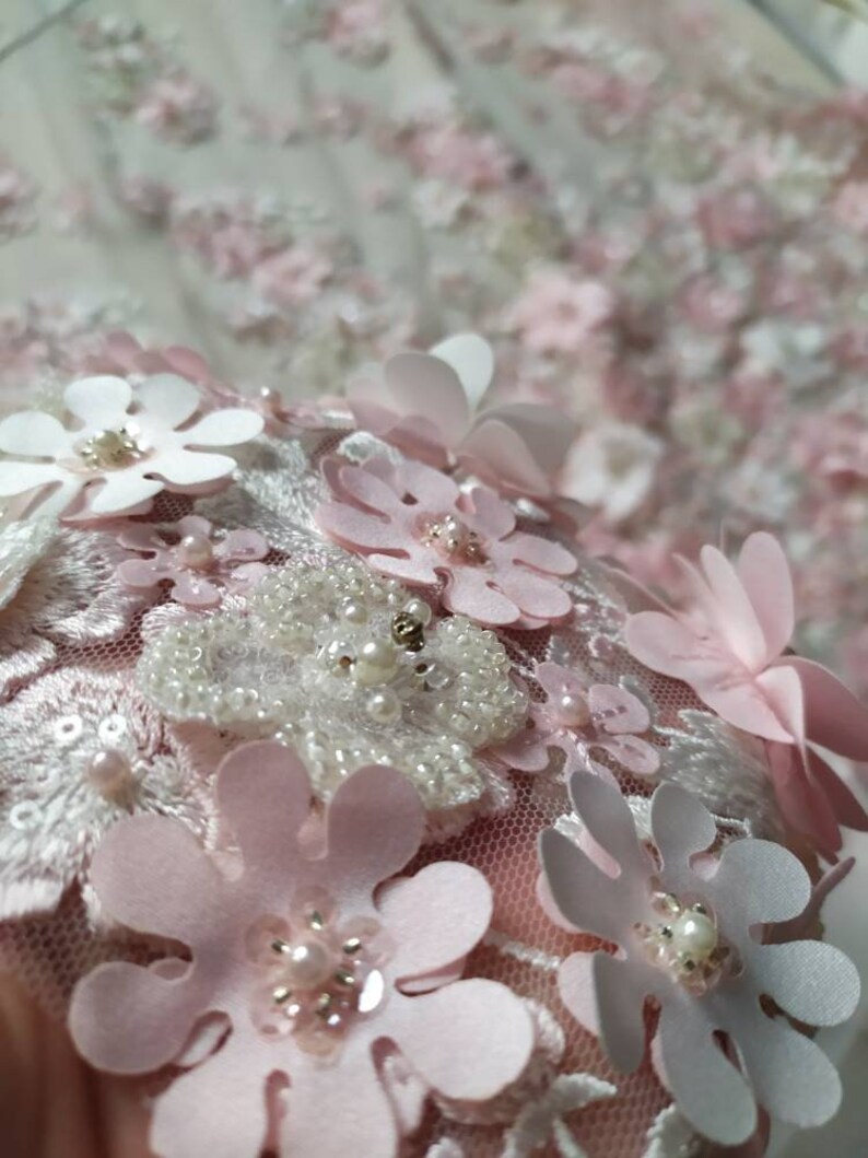 3d Lace Fabric 3d Embroidery Lace Top Quality 3d Flower Lace | Etsy