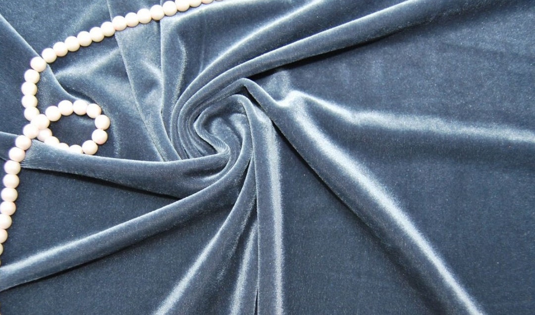Gray Stretch Velvet Fabric 59'' Wide by the 1 Meters for Sewing Evening ...