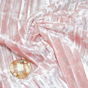 Light Pink Large Pleated Velvet Stretch 59'' Wide by the 1 Meters ...