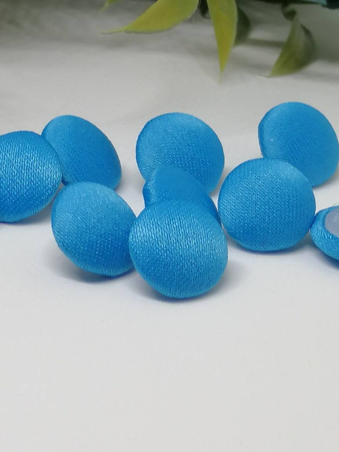 Blue Satin Buttons Bridal Blue Buttons Satin Buttons for | Etsy