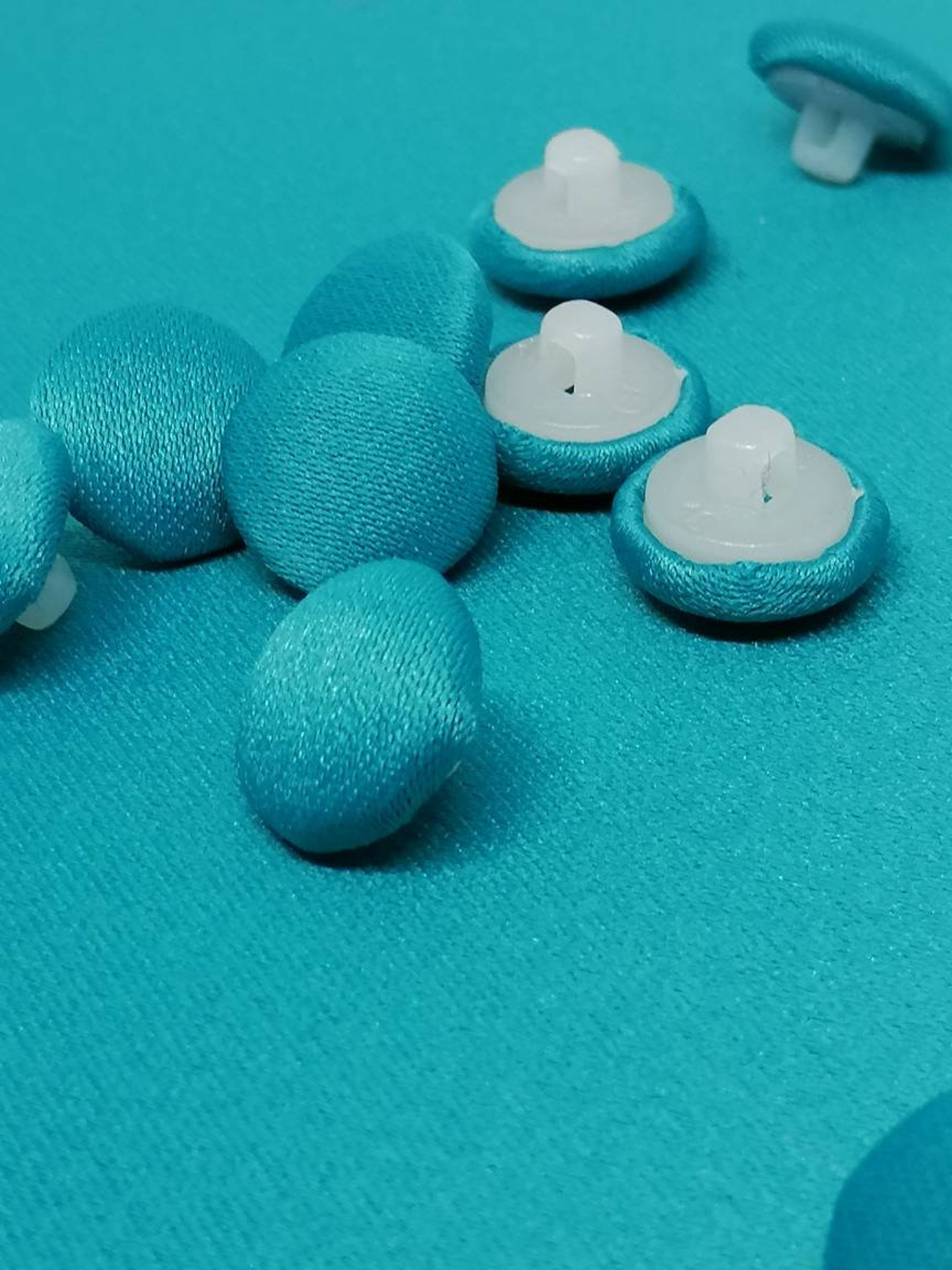 Turquoise Buttons Turquoise Satin Buttons Turquoise Buttons - Etsy