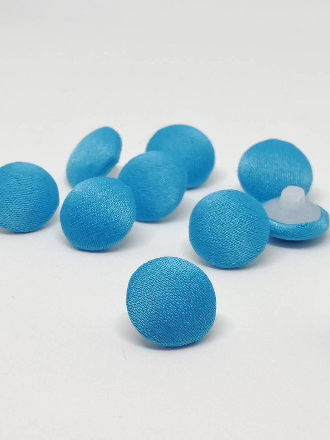 Blue Satin Buttons Bridal Blue Buttons Satin Buttons for | Etsy