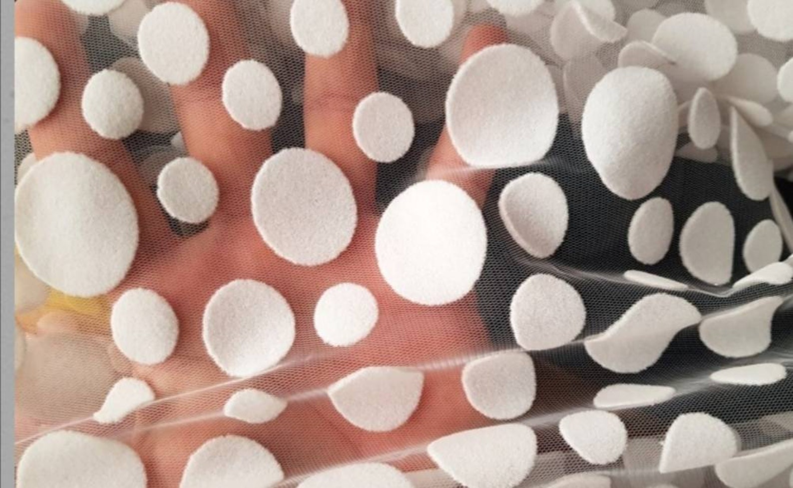 Polka dot Velvet mesh fabric Black tulle flock fabric Navy | Etsy