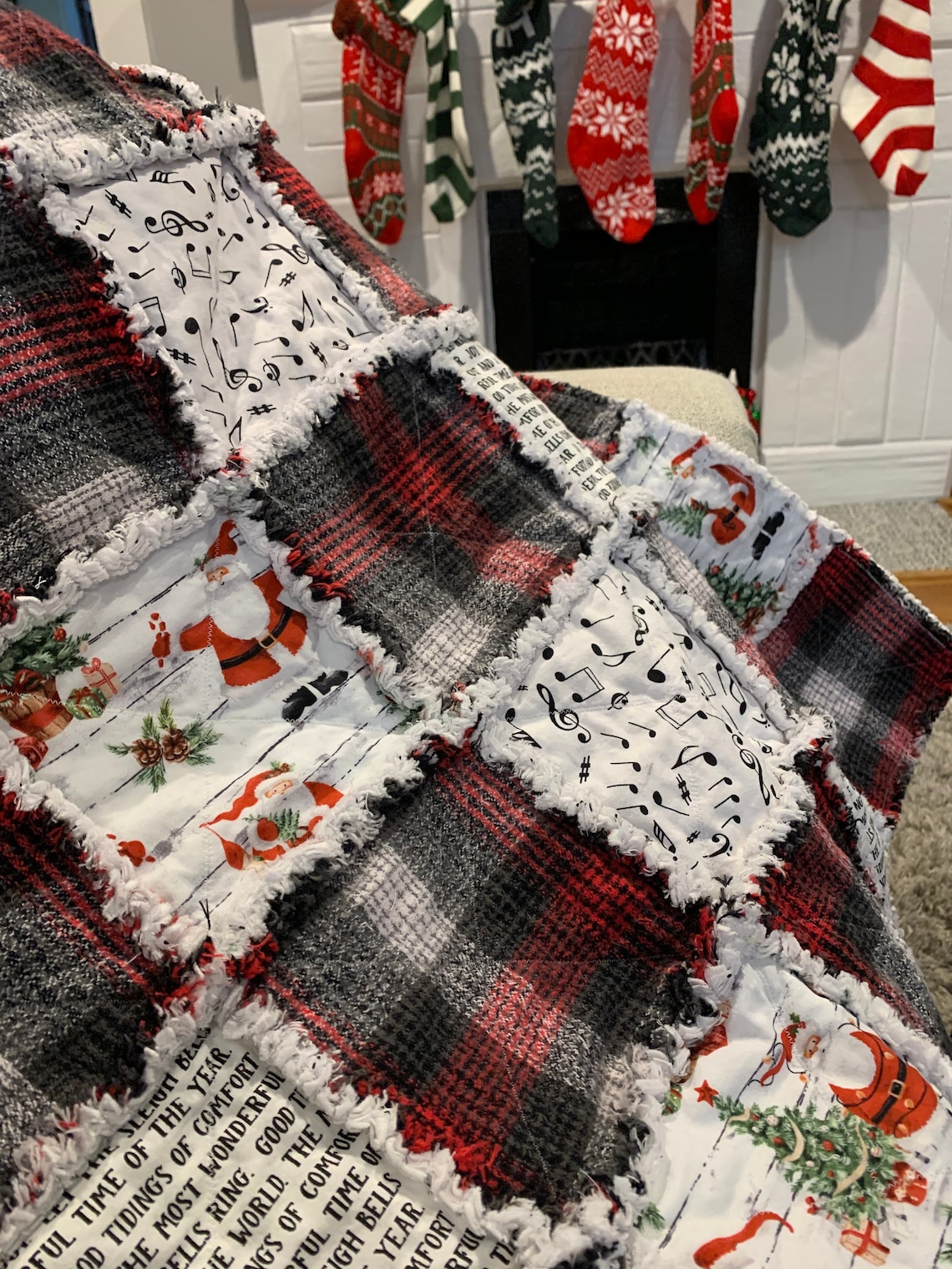 Christmas Throw Rag Quilt | Etsy