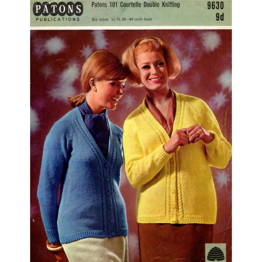 Vintage Patons Knitting Pattern 9630 Ladies Cardigan - Etsy