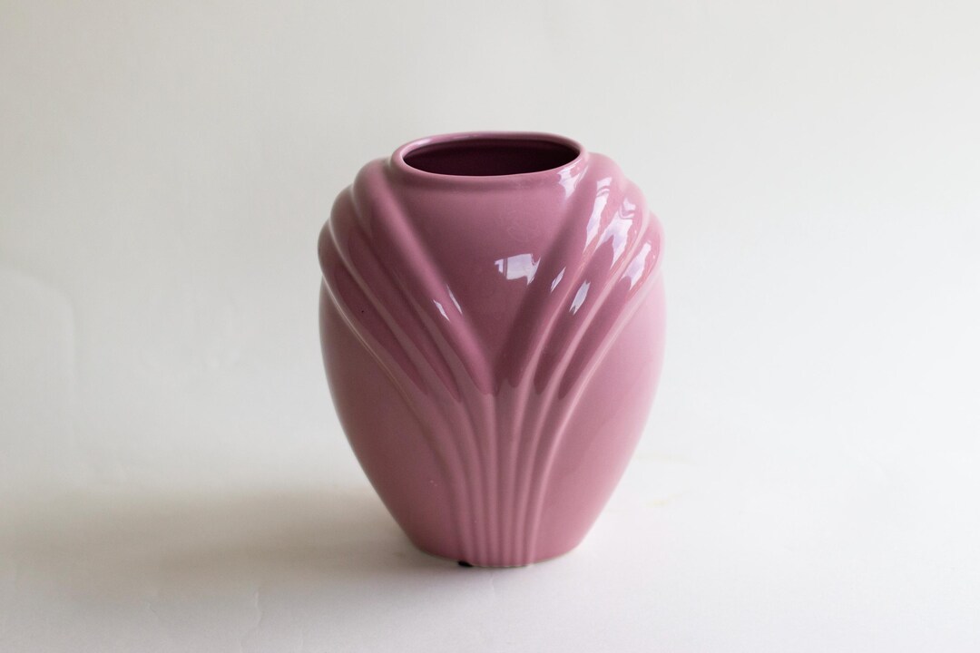 Vintage 80's Postmodern Art Deco Rose Pink Waterfall Vase / Medium Size ...