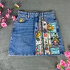 Hand Customised French Playing Card Distressed Mini Skirt Ripped Dark ...