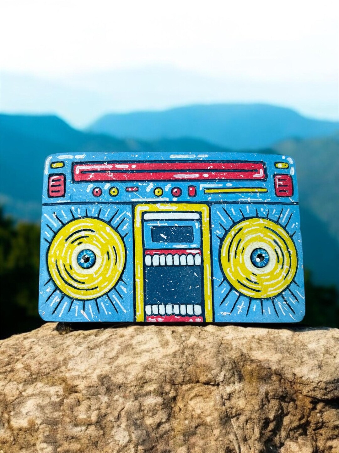 Handmade Retro Radio Boombox Style Wall Hanging Sculpture Multicoloured ...