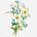 Floral Clipart Set, Vintage Blue Flowers PNG, Digital Floral Clipart ...