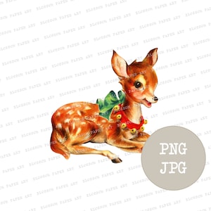 Christmas Deer Clipart Digital Christmas Deer Graphic - Etsy