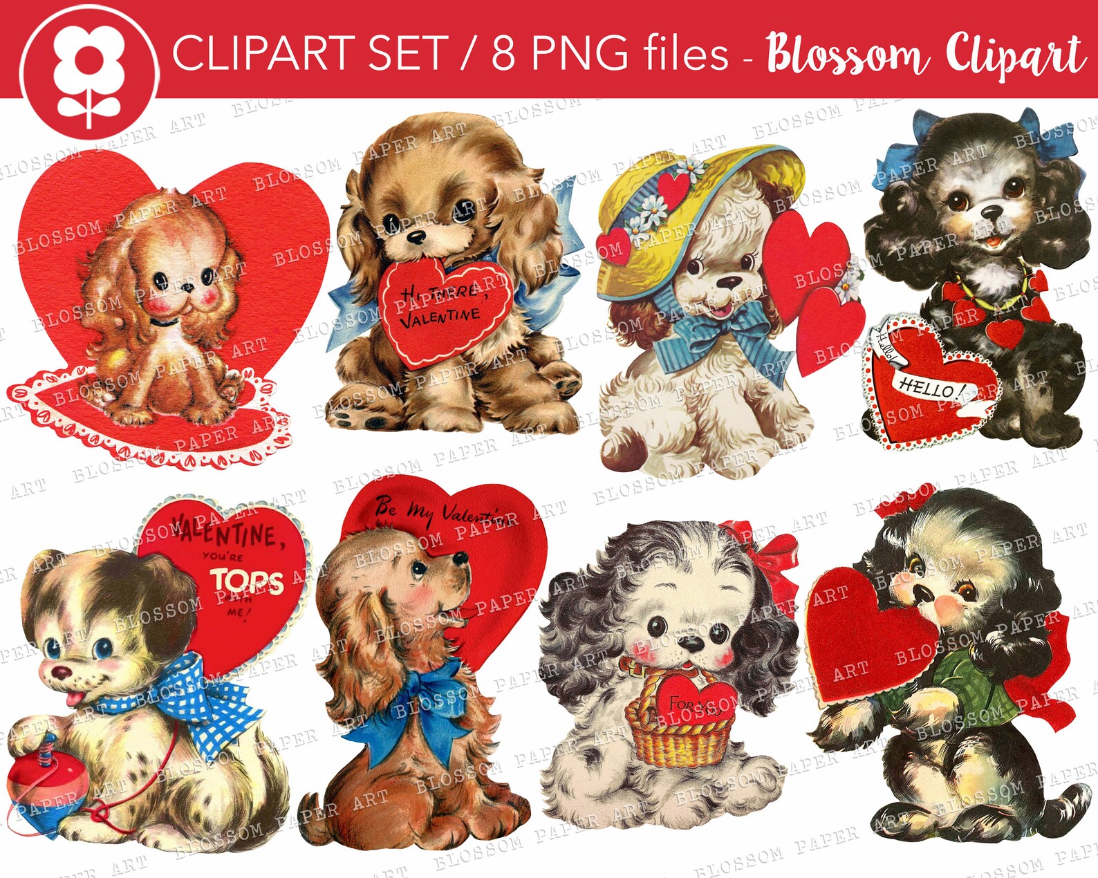 Valentine's Day Animals PNG Clipart Vintage Puppies Clip - Etsy