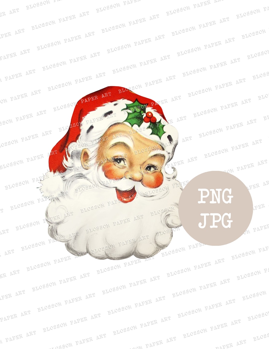 Santa PNG Vintage Christmas Clipart Santa Retro Graphic - Etsy