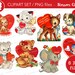 Valentine's Day Animals PNG Clipart Vintage Animals Clip | Etsy